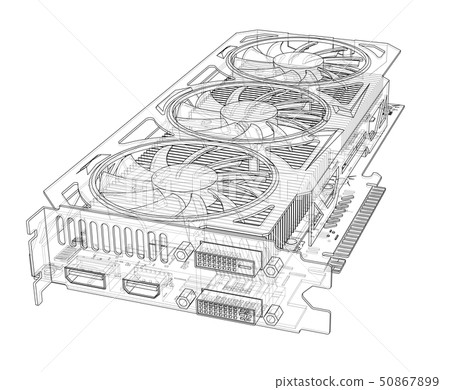 Gpu Card Outline. Vector-插圖素材 [50867899] - PIXTA圖庫