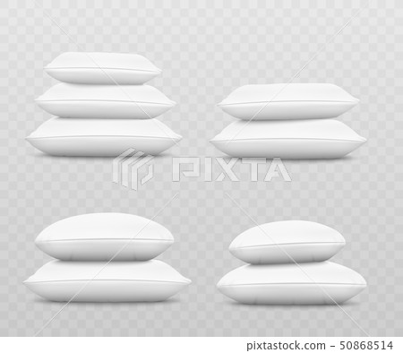 White pillow stack set from side view, three or... - Stock Illustration ...