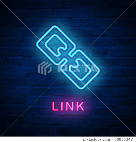 Vector illuminated neon light icon sign link - Stock Illustration ...