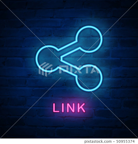 Vector illuminated neon light icon sign link - Stock Illustration ...