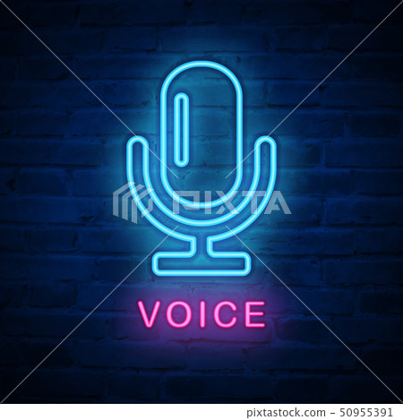 Vector illuminated neon light icon sign voice - Stock Illustration ...