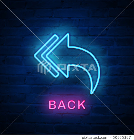 Vector illuminated neon light icon sign return - Stock Illustration ...