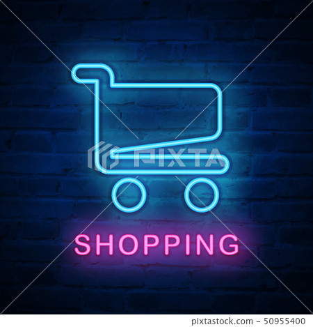 Vector illuminated neon light icon sign shopping - Stock Illustration ...