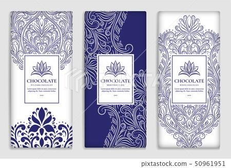 Blue vector set of chocolate bar packaging design. - Stock Illustration ...