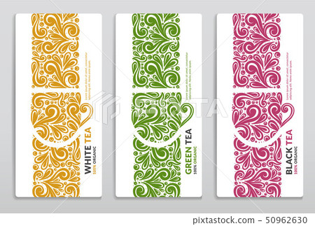 Green, yellow and red tea packaging design. - Stock Illustration ...
