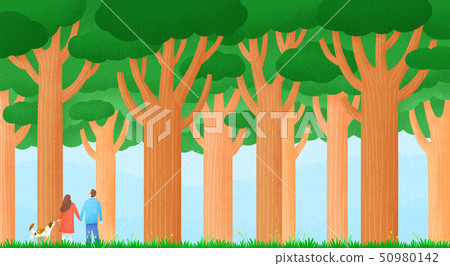 Beautiful spring landscape illustration, spring... - Stock Illustration ...