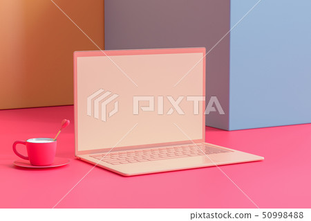 Laptop mock-up Pastel color - Stock Illustration [50998488] - PIXTA