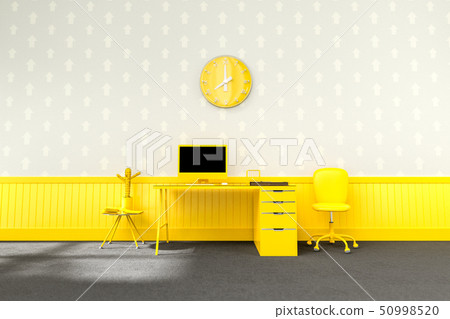 Work desk yellow color business background. - Stock Illustration ...