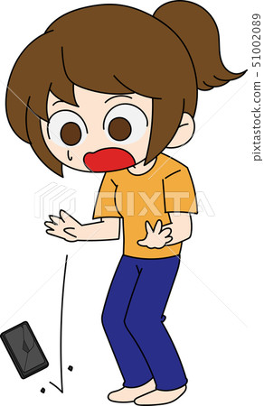 Woman 1 who has dropped the smartphone - Stock Illustration [51002089 ...