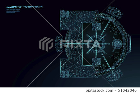 Low poly blue banking vault door. Steel safety... - Stock Illustration ...