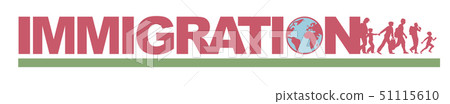 Immigration word concept with people walking - Stock Illustration ...