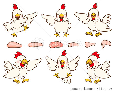 Chicken and chicken pose illustration set - Stock Illustration ...