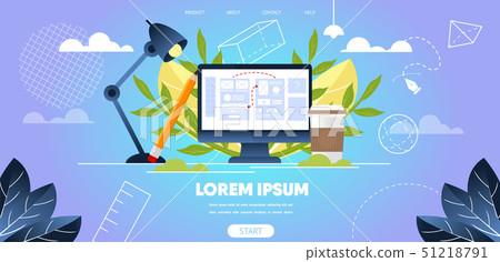Web Design Studio Cartoon Vector Website Template - Stock Illustration ...