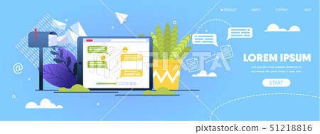 Online Messaging Service Cartoon Vector Website - Stock Illustration ...