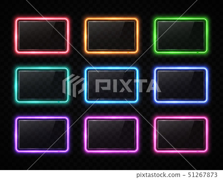 Colorful neon square signs set with glass... - Stock Illustration ...