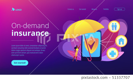 On-demand insurance concept landing page. - Stock Illustration ...