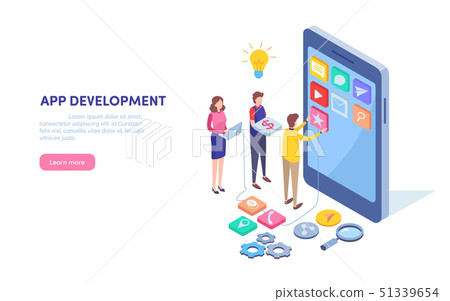App development. Programmer, Developer. Mobile app - Stock Illustration ...
