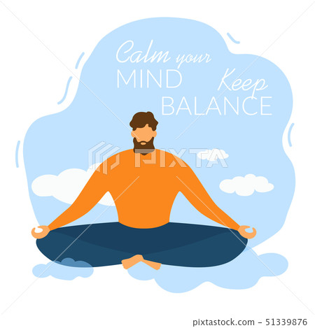 Cartoon Man Meditate Calm your Mind Keep Balance - Stock Illustration ...