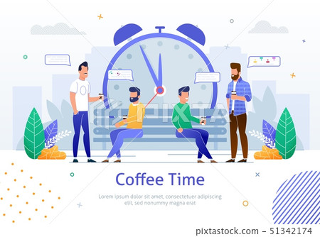 Team of Young Workers Having Short Break Time. - Stock Illustration ...