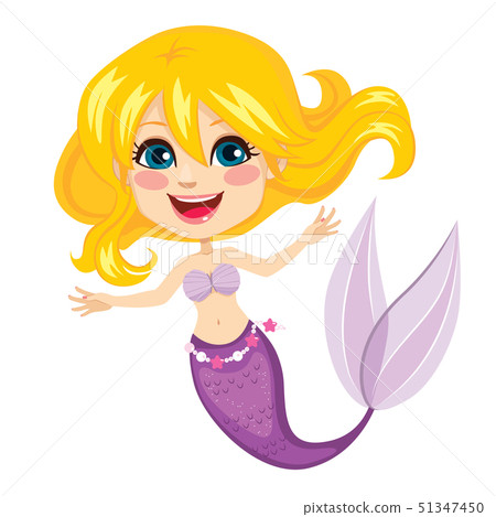 Beautiful purple mermaid cartoon character - Stock Illustration ...