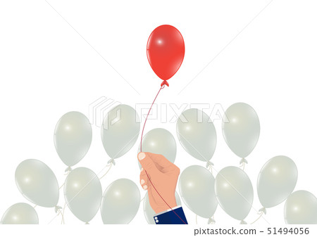 Hand picking red balloon from white balloons - Stock Illustration ...