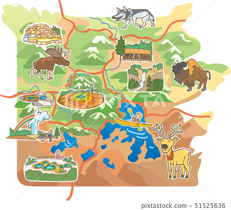Map around Yellowstone National Park - Stock Illustration [51525636 ...