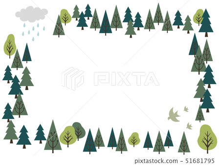 Forest frame clouds and birds - Stock Illustration [51681795] - PIXTA