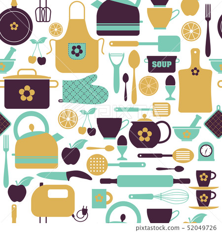 Seamless pattern kitchen tools. - Stock Illustration [52049726] - PIXTA