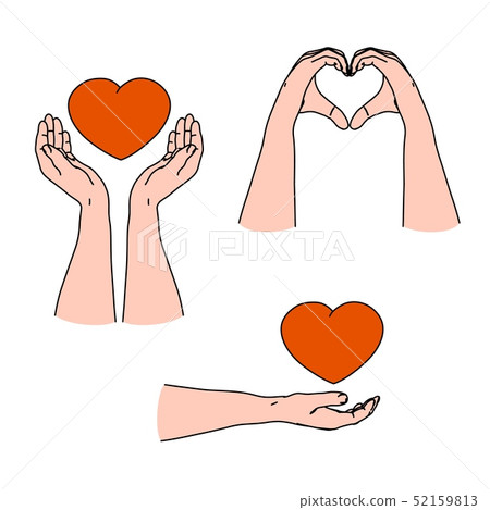 Love emotion, care and giving emotion by gesturing - Stock Illustration ...