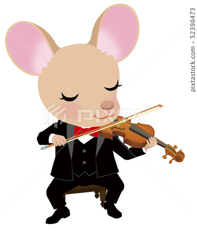 2020 child New Year quartet _ violin _ mouse _... - Stock Illustration ...