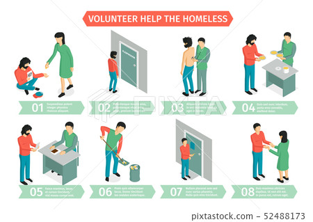Homeless Volunteering Isometric Infographics - Stock Illustration ...