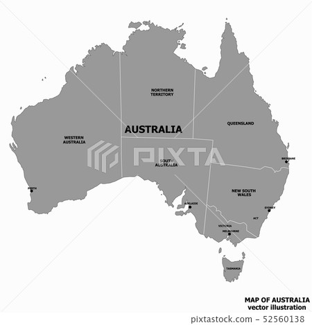 Map of Australia. Vector - Stock Illustration [52560138] - PIXTA