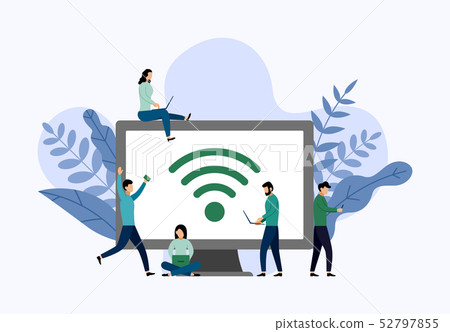 Public free wifi hotspot zone wireless connection - Stock Illustration ...