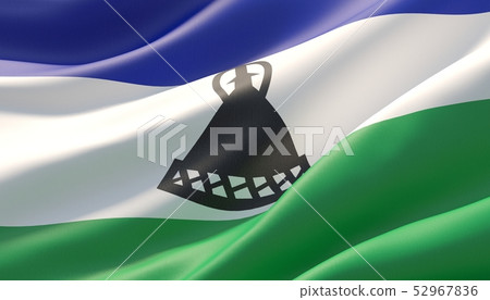 Waved highly detailed close-up flag of Lesotho.... - Stock Illustration ...