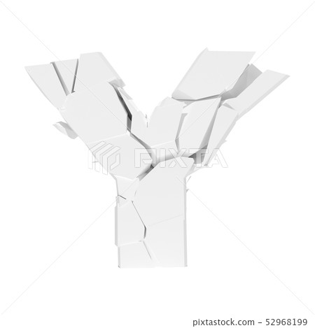 Isolated cracked alphabet letter Y on a white... - Stock Illustration ...