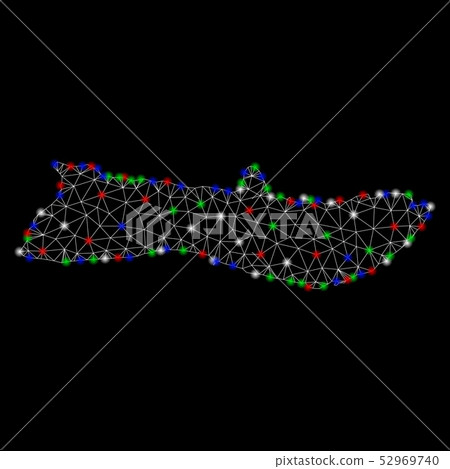 Bright Mesh Carcass Molokai Island Map with... - Stock Illustration [52969740] - PIXTA