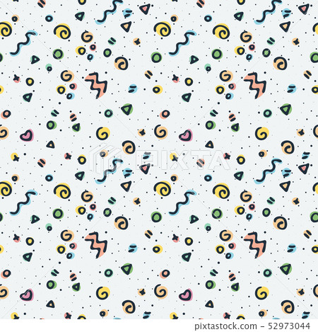 Seamless memphis doodle pattern with cute elements - Stock Illustration ...