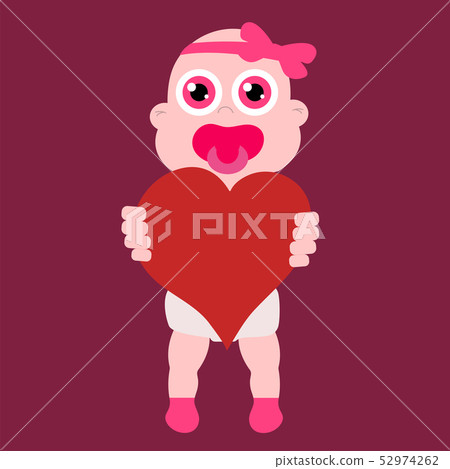 Baby girl with heart. vector isolated illustration - Stock Illustration ...