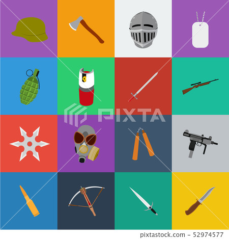 Types of weapons cartoon icons in set... - Stock Illustration [52974577 ...