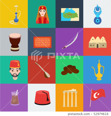 Turkey country cartoon icons in set collection... - Stock Illustration ...