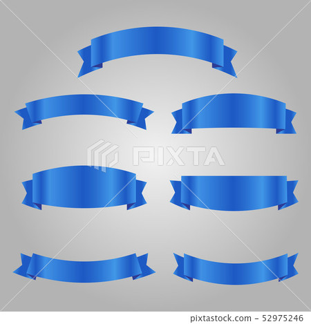 set of blue ribbon banner icon - Stock Illustration [52975246] - PIXTA