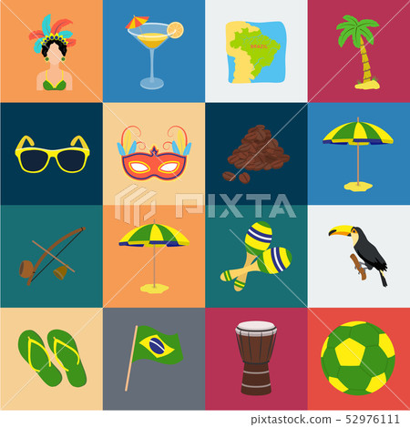 Country Brazil cartoon icons in set collection... - Stock Illustration ...