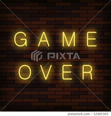 Glass Neon Game Over Sign on Solid Red Brick... - Stock Illustration ...