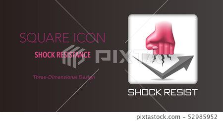 Shock resistant icon, square, three-dimensional... - Stock Illustration ...