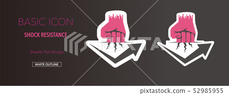 Shockproof icon, white border, flat design - Stock Illustration ...