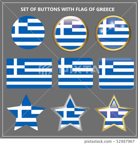 Set of buttons with flag of Greece. - Stock Illustration [52987967] - PIXTA