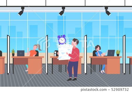 overworked businessman carrying paper documents... - Stock Illustration ...