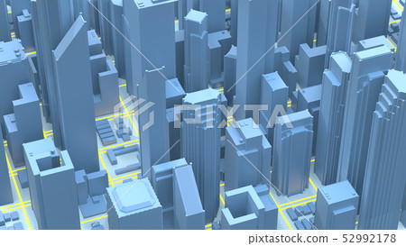 City 3d rendering. Techno mega city skyscrapers-插圖素材 [52992178] - PIXTA圖庫