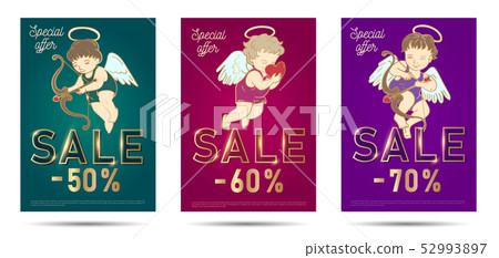Valentine s Day posters with baby Kupid angel - Stock Illustration ...