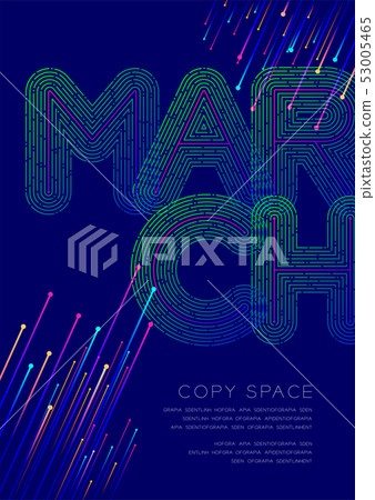 March month big text dot and dash line pattern - Stock Illustration ...